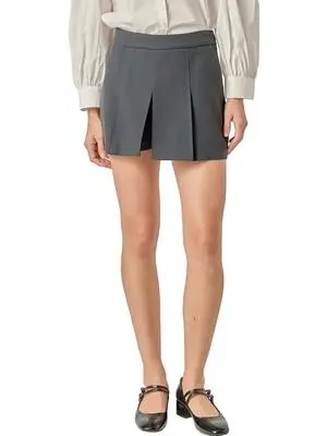 English Factory Pleated Twill Skort - Charcoal