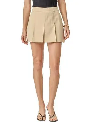 English Factory Pleated Twill Skort - Taupe