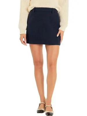 English Factory Tweed Wool-blend Mini Skirt - Navy