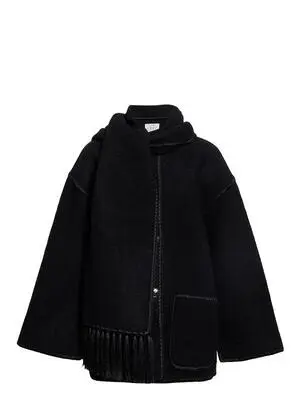 TOTEME Chain Stitch Wool Blend Scarf Jacket - Black