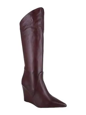 ZIGI ZIGI Karlin Leather Wedge Boots Wine Leather
