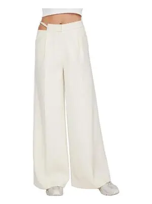 Nasty Gal Cutout Waist Wide Leg Trousers - Ecru