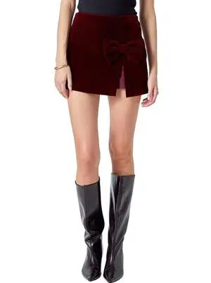 Endless Rose Endless Rose Velvet Mini Skort Merlot
