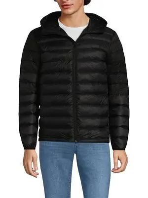 LANDS' END Wanderweight Ultralight Packable Hooded Down Jacket - Black