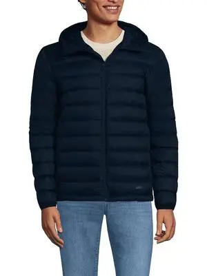 LANDS' END Wanderweight Ultralight Packable Hooded Down Jacket - Radiant Navy