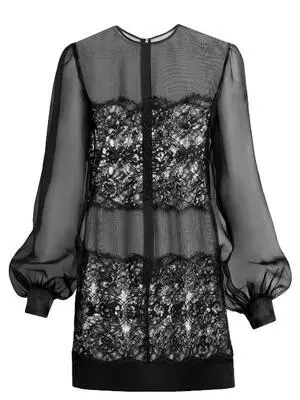 Dolce & Gabbana Organza Lace-panel Minidress - Nero