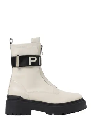 Pinko Pinko Zip Up Buckled Ankle Boots White