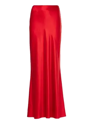 THE SEI Silk Maxi Skirt - Red
