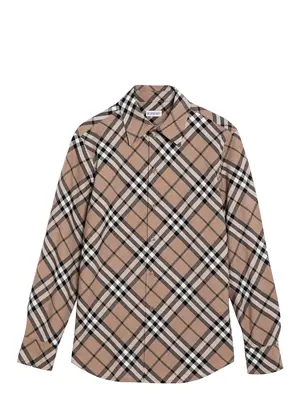Burberry Check Wool-blend Shirt - Beige