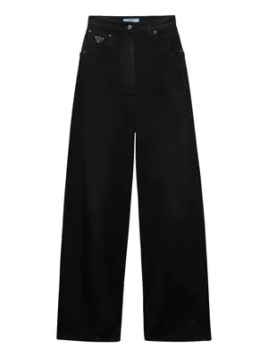 Prada Prada Triangle Wide-Leg Jeans Black