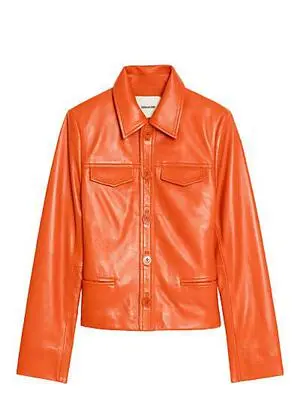 Zadig&Voltaire Liam Regular-fit Leather Jacket - Tangerine