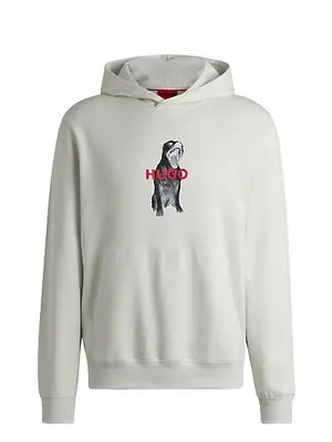 Hugo Boss Animal Graphic Regular-fit Cotton-jersey Hoody - Natural
