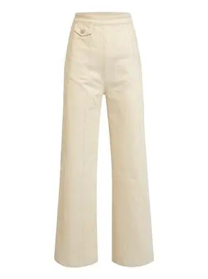 JENDUE Chaby Wide-leg Pants - Ecru