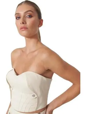 JENDUE Jendue Chaby Strapless Corset Crop Top Deep Blue