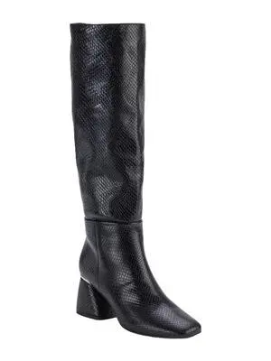 Dkny Knee High Block Heel Boots - Black