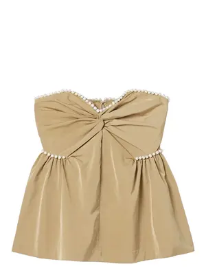 KIKA VARGAS Hebe Faux Pearl-embellished Top - Neutrals