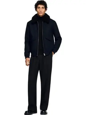Sandro Zip-up Jacket - Navy Blue
