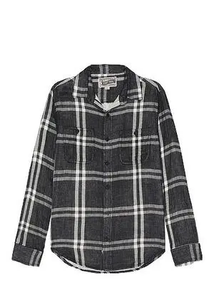 SCHOTT Double Weave Plaid Work Shirt - Black