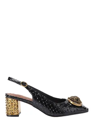Kurt Geiger Snake-effect Chelsea Slingback Pumps - Black