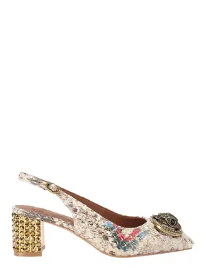 Kurt Geiger Snake-Effect Chelsea Slingback Pumps Gold