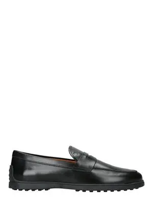 TOD'S Leather Gomma Loafers With Studded Sole - Black