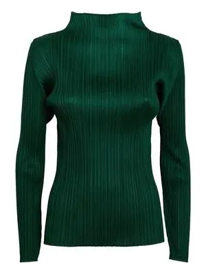 Issey Miyake Pleats Please Issey Miyake Long Sleeve Top Green