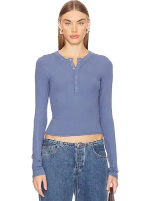 LOVERS AND FRIENDS Amber Henley Top - Slate Blue
