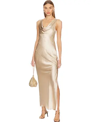 NICHOLAS Sally Cowl Neck Maxi Dress - Pearl