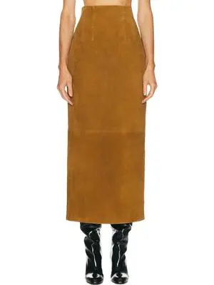 Khaite Loxley Suede Skirt - Toffee