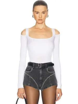 MUGLER Long Sleeve Bodysuit - Off White