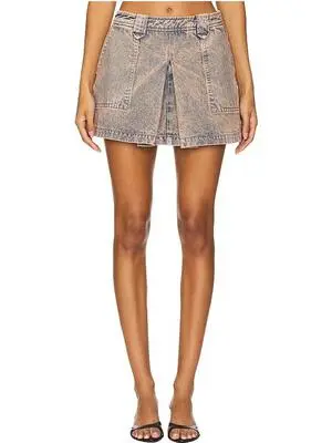 GRLFRND Ivy Pleated Mini Skirt - Brown