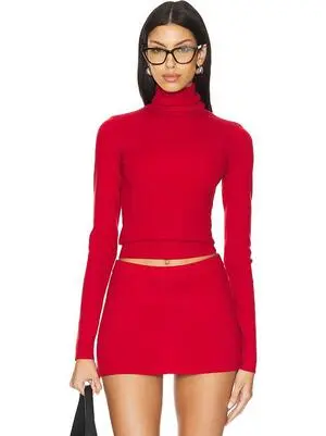 Frankies Bikinis Milo Cloud Knit Turtleneck Sweater - Red