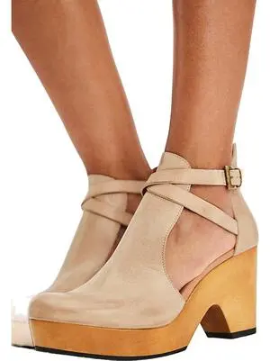 Free People Cedar Leather Clogs Parchment