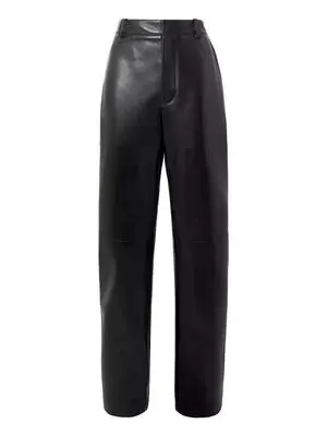Bottega Veneta Paneled Straight-leg Leather Trousers - Black