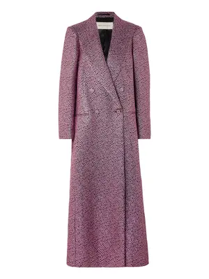 Dries Van Noten Metallic Jacquard-crepon Coat - Pink