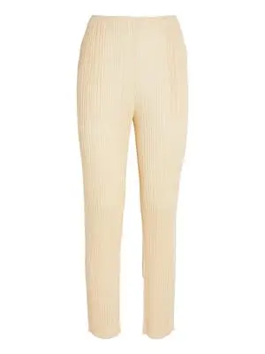 Issey Miyake Pleated Straight Trousers - Beige