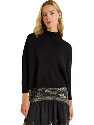 MARIE OLIVER Claudine Popover Mock Neck Sweater - Black