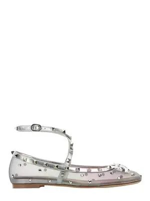 Valentino Garavani Rockstud Mesh Ballet Flats - Grey