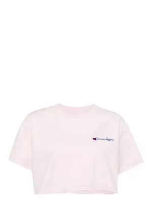 GROUND ZERO Logo-embroidered Cropped T-shirt - Pink