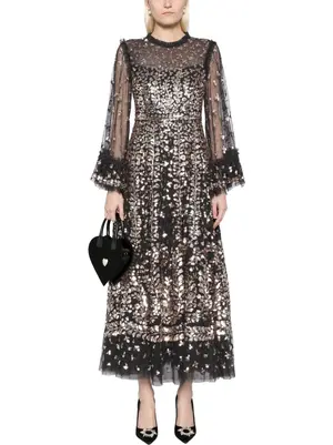 NEEDLE & THREAD Fern Gown - Black