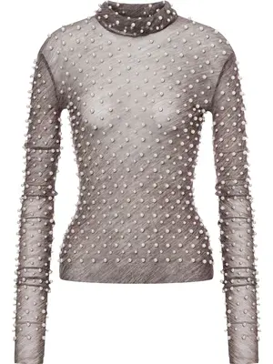 Philosophy Di Lorenzo Serafini Pearl-embellished Top - Grey
