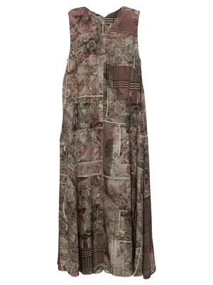 ZIGGY CHEN Abstract-print Midi Dress - Brown