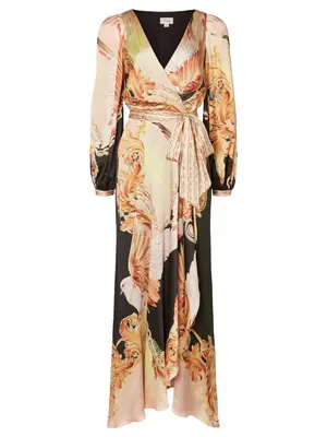 TEMPERLEY LONDON Graphic-print Maxi Wrap Dress - Black