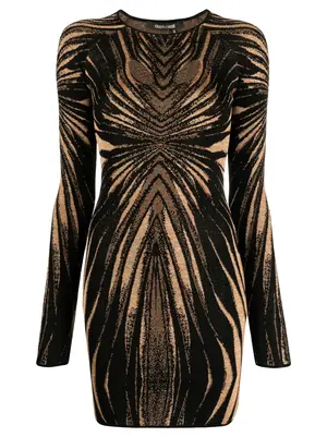 Roberto Cavalli Graphic-print Mini Dress - Black
