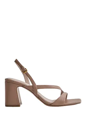 REISS Alice Block-heel Leather Sandals - Nude