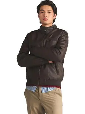 MEMBERS ONLY Faux Leather Iconic Racer Jacket - Dark Brown