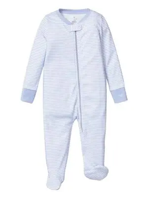 PETITE PLUME Stripe Pima Cotton Footie - Blue