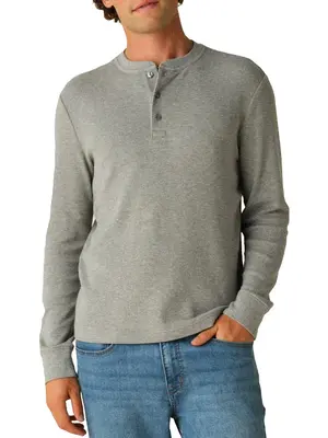 FAIR HARBOR Hudson Organic Cotton Blend Henley - Heather Grey