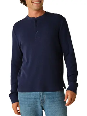 FAIR HARBOR Hudson Organic Cotton Blend Henley Navy