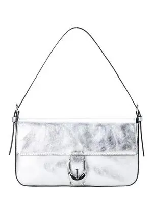 Staud STAUD Harlow Leather Shoulder Bag Silver